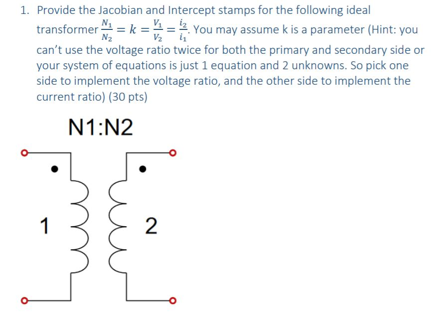 Solved N2 V2 11 1. Provide the Jacobian and Intercept stamps | Chegg.com