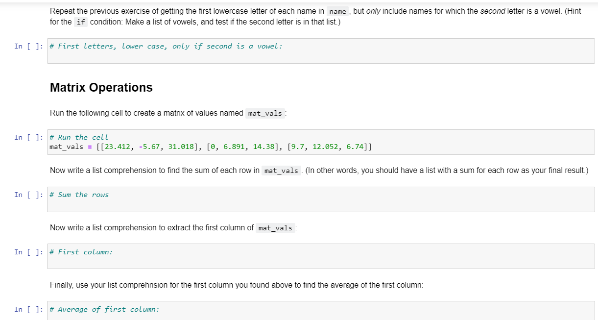 Solved Use a list comprehension to produce the values 2i+1, | Chegg.com