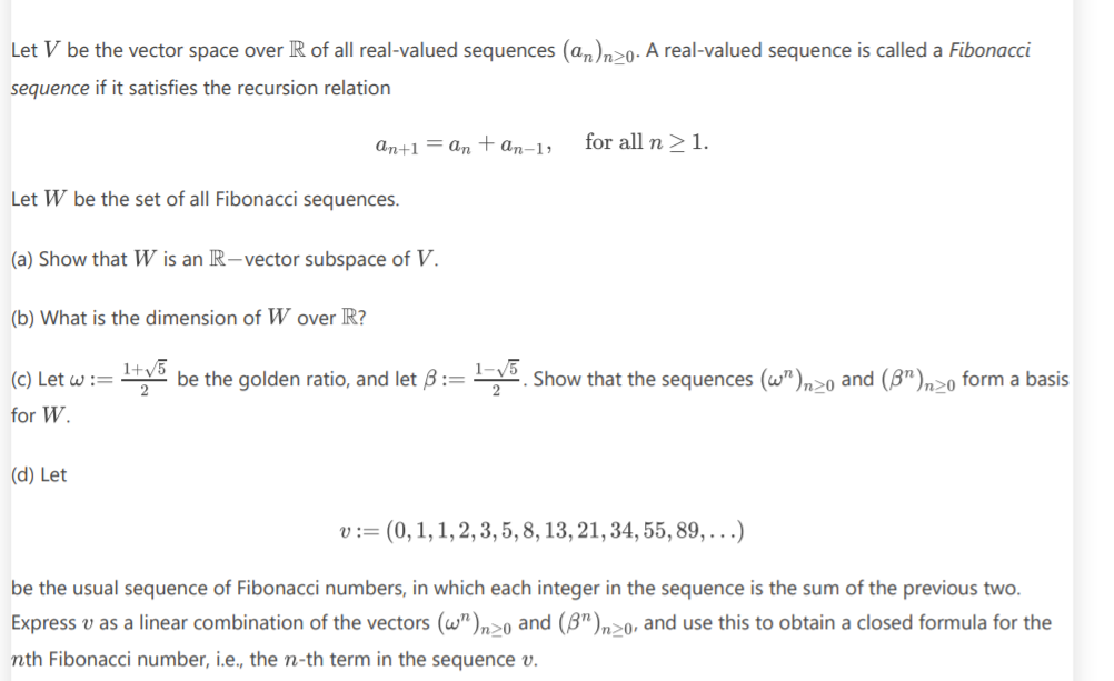 Solved Let V be the vector space over R of all real-valued | Chegg.com