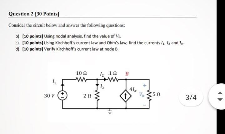 Solved Question 2 [30 Points] Consider the circuit below and | Chegg.com