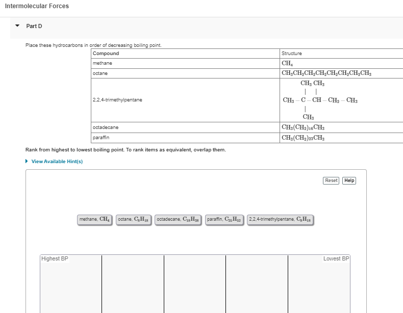Solved Place these hydrocarbons in Rank from highest to | Chegg.com