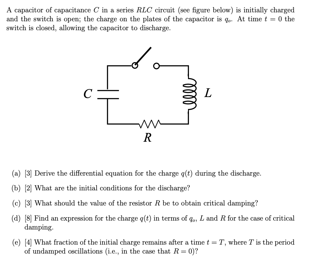 Solved A capacitor of capacitance C in a series RLC circuit | Chegg.com