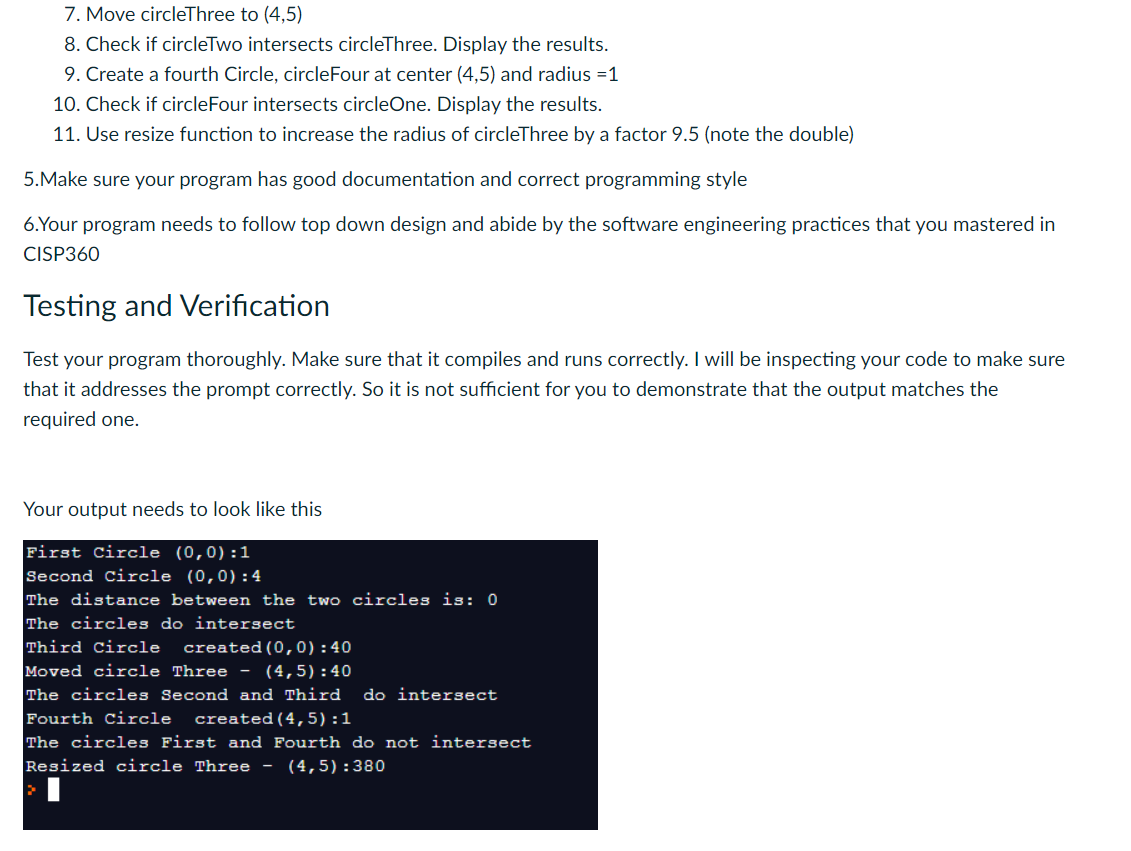 Solved Specifications: 1. Extend the Circle class that you | Chegg.com