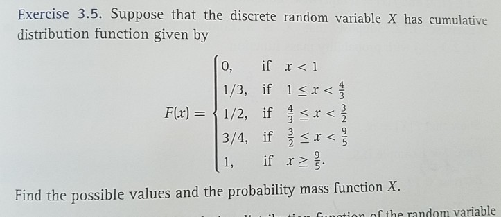 Solved Exercise 3.5. Suppose that the discrete random | Chegg.com