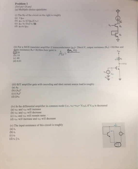 Solved Problem 1 5x-4 pts 20 pts) (a) Multiple choice | Chegg.com