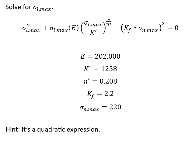 Solved Solve for σl,max. σl, max 2+σl, max (E)(K′σl, max | Chegg.com