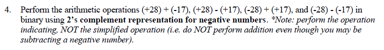 Solved Perform the arithmetic operations (+28) + (-17), | Chegg.com