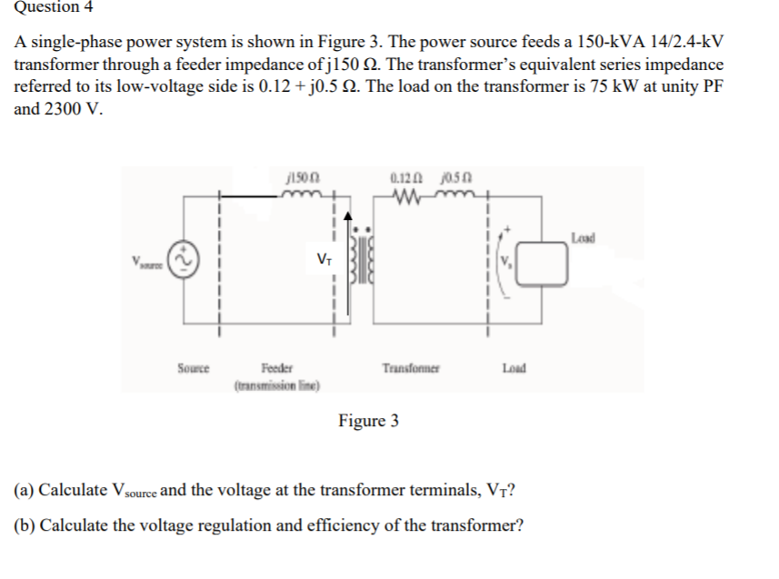Solved Question 4 A single-phase power system is shown in | Chegg.com