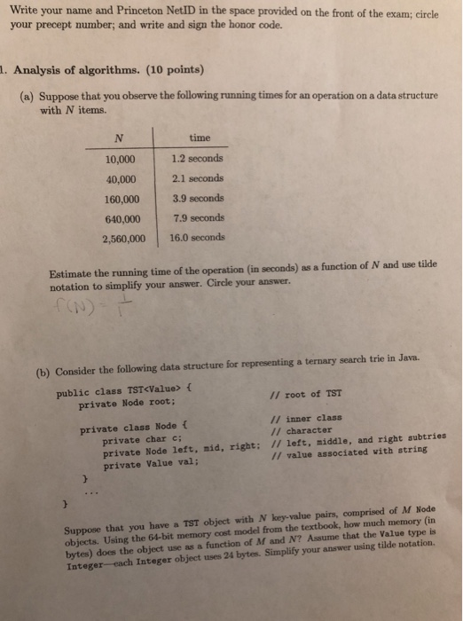Write your name and Princeton NetID in the space | Chegg.com