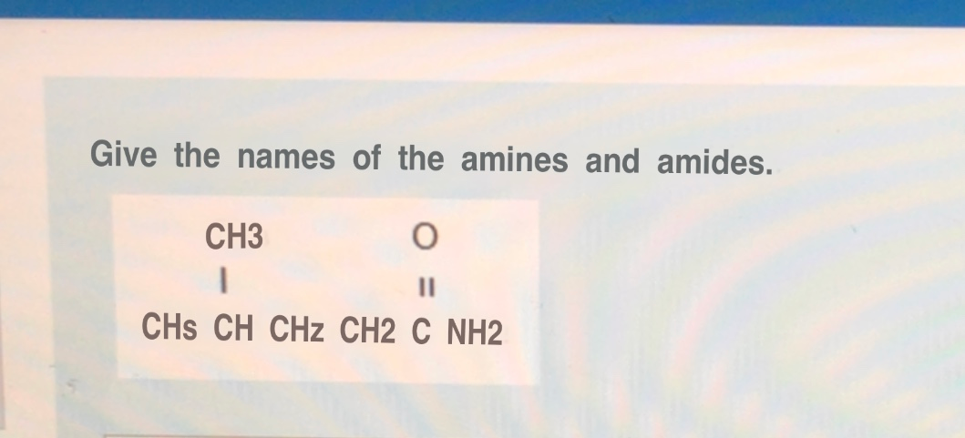 Solved Give the names of the amines and amides. NH2 Give | Chegg.com