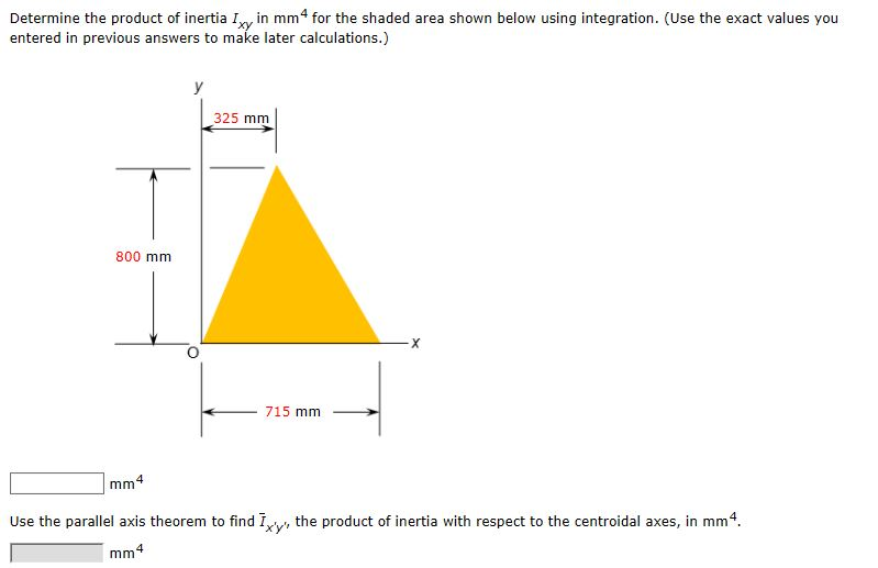Solved Determine the product of inertia Ixy in mm4 for the | Chegg.com