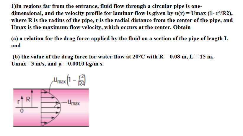 Solved 1)In regions far from the entrance, fluid flow | Chegg.com