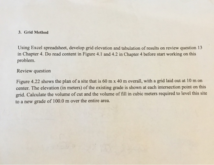 3. Grid Method Using Excel spreadsheet, develop grid | Chegg.com