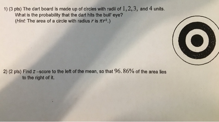 Solved The dart board is made up of circles with radii of 1, | Chegg.com