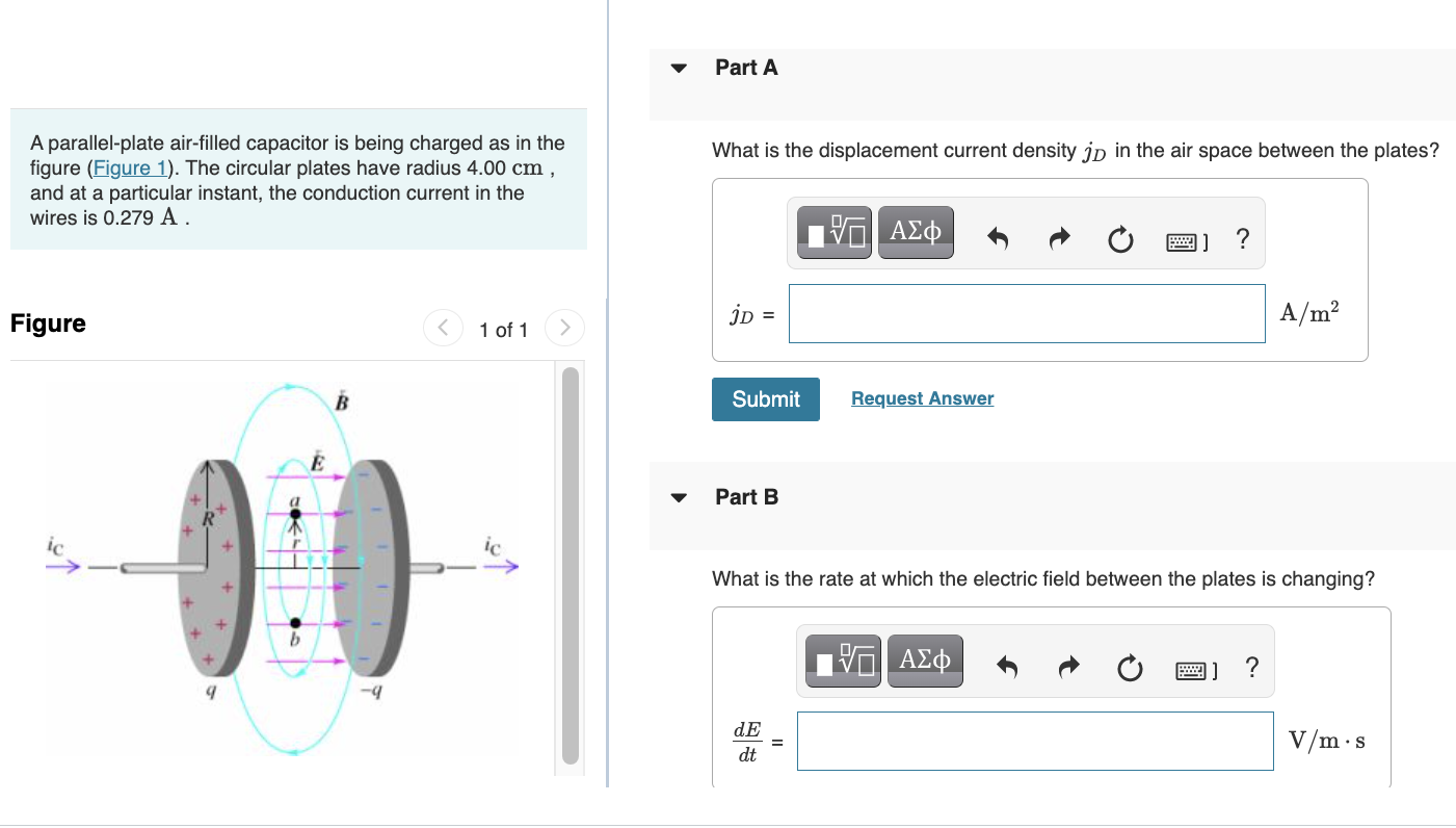 Solved Part A What is the displacement current density jd in | Chegg.com