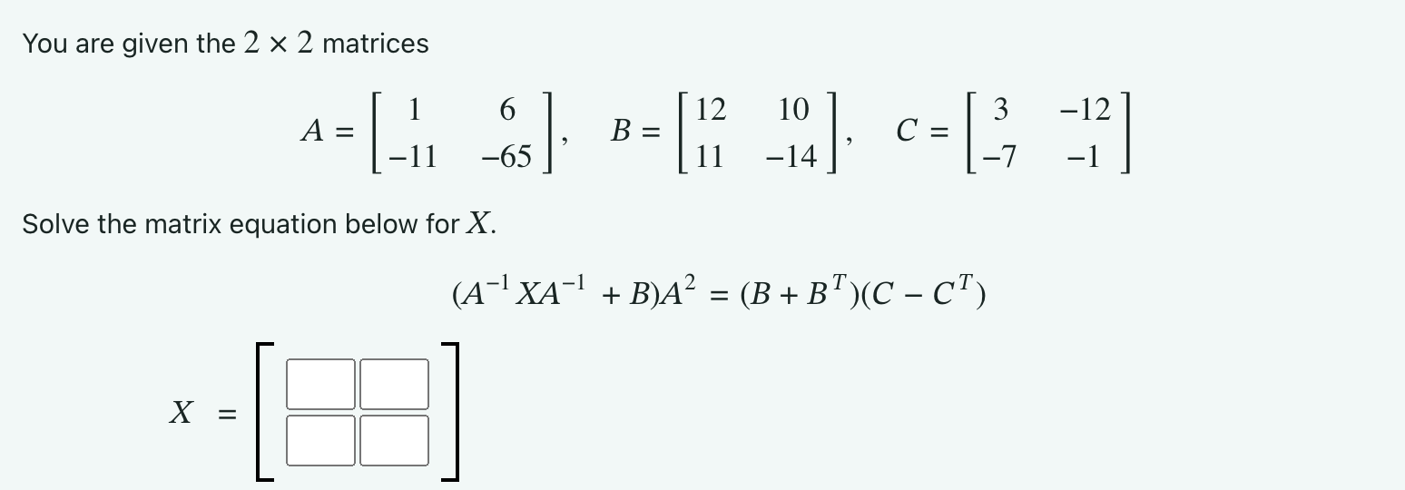 Solved You are given the 2×2 | Chegg.com