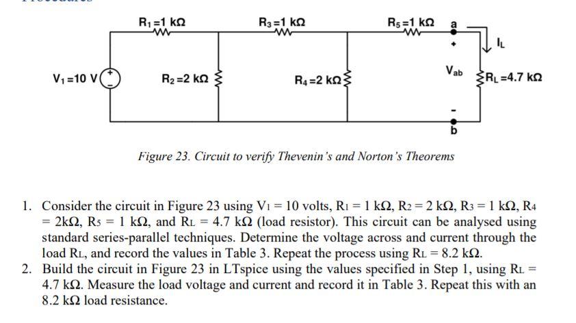 Solved R1 =1 ΚΩ ww R3=1 k 2 w Rs=1 k 2 w a IL Vab V1 = 10 V | Chegg.com