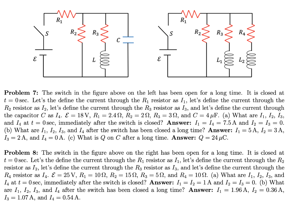 Solved w Ri R1 S R2 R3 S R2. R3 R4 E L E L1 L2 Problem 7: | Chegg.com