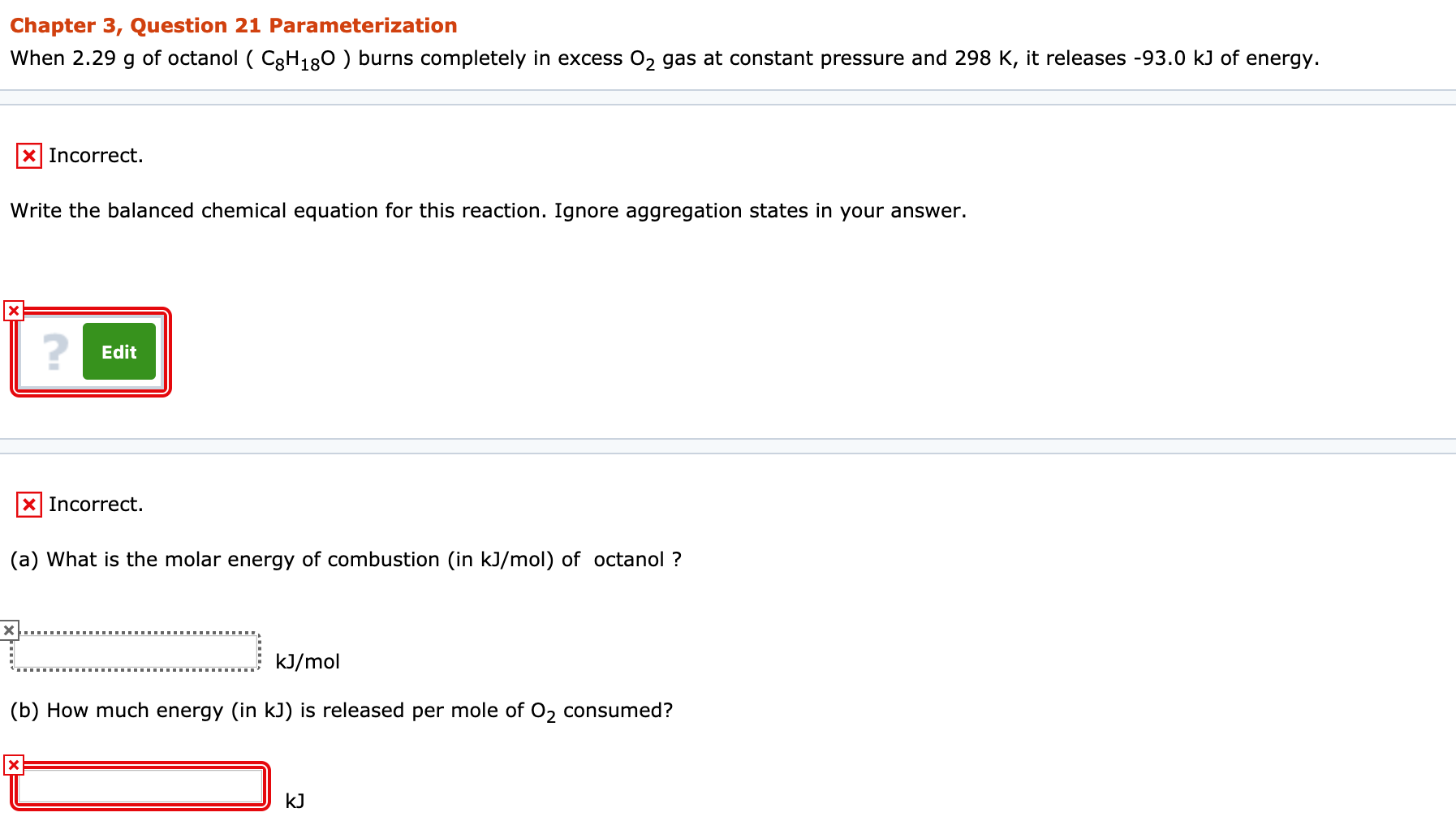 Solved Chapter 3, Question 21 Parameterization When 2.29 g | Chegg.com