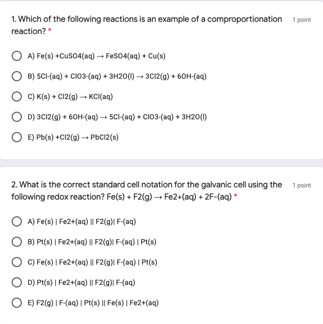 Solved 1 Which Of The Following Reactions Is An Example Of