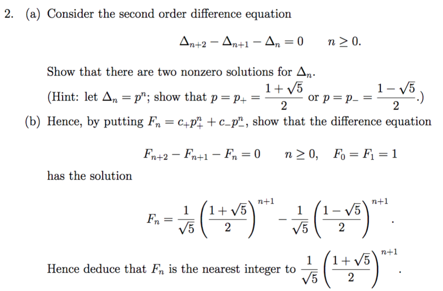 Solved (a) Consider the second order difference equation 2. | Chegg.com