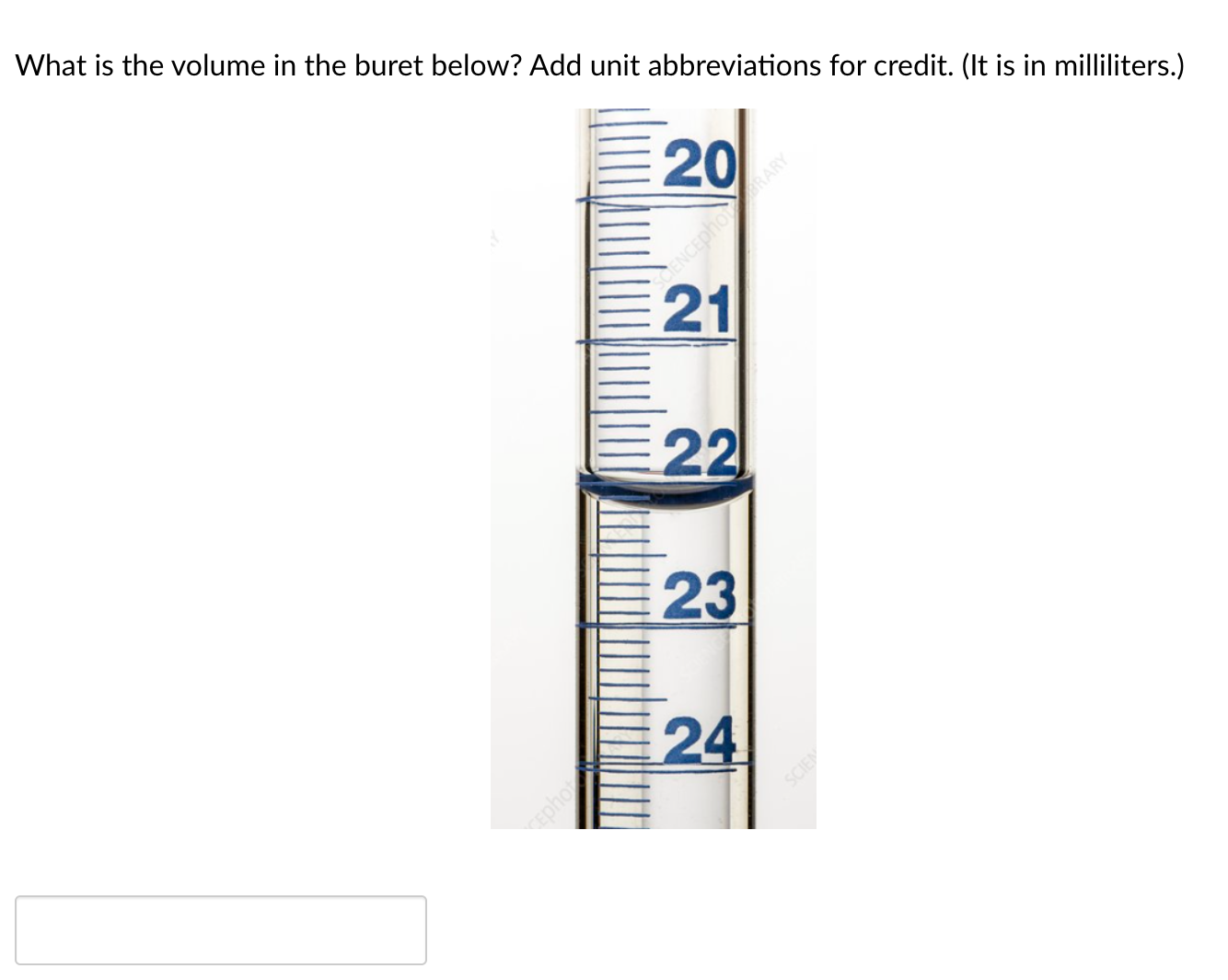 Solved What is the volume in the buret below? Add unit | Chegg.com