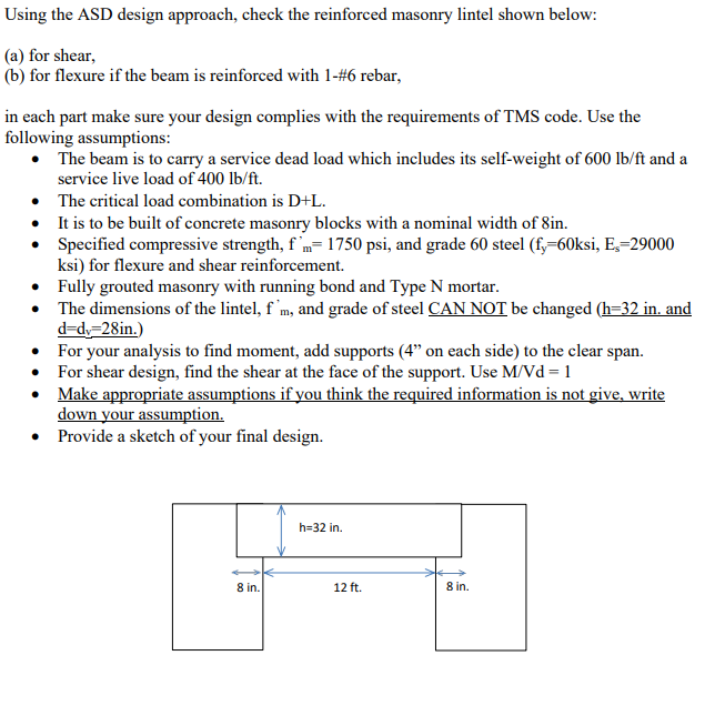 Solved Using the ASD design approach, check the reinforced | Chegg.com