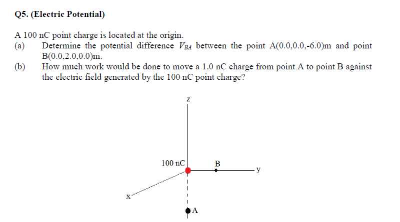Solved Q5. (Electric Potential) A 100nC point charge is | Chegg.com