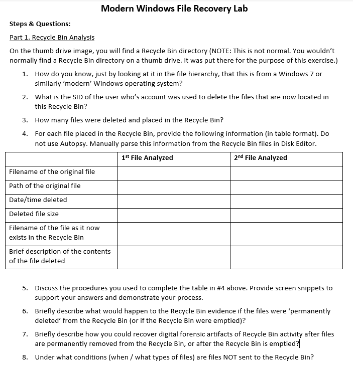 3. Modern Windows File Recovery Lab Steps & | Chegg.com