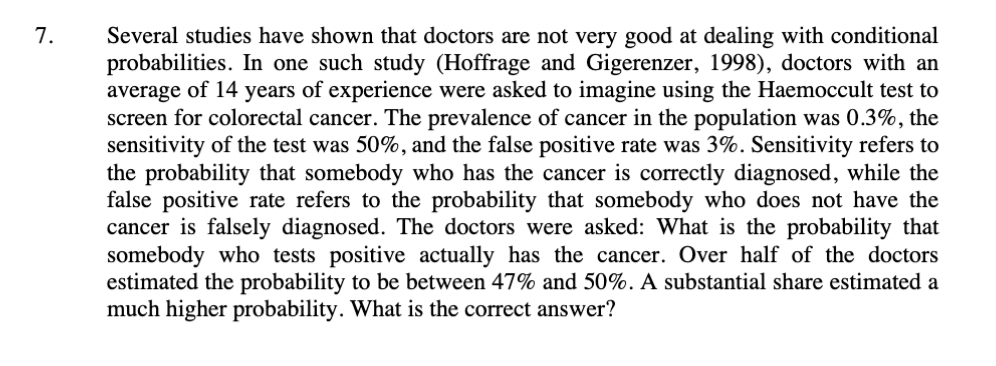 Solved 7. Several studies have shown that doctors are not | Chegg.com