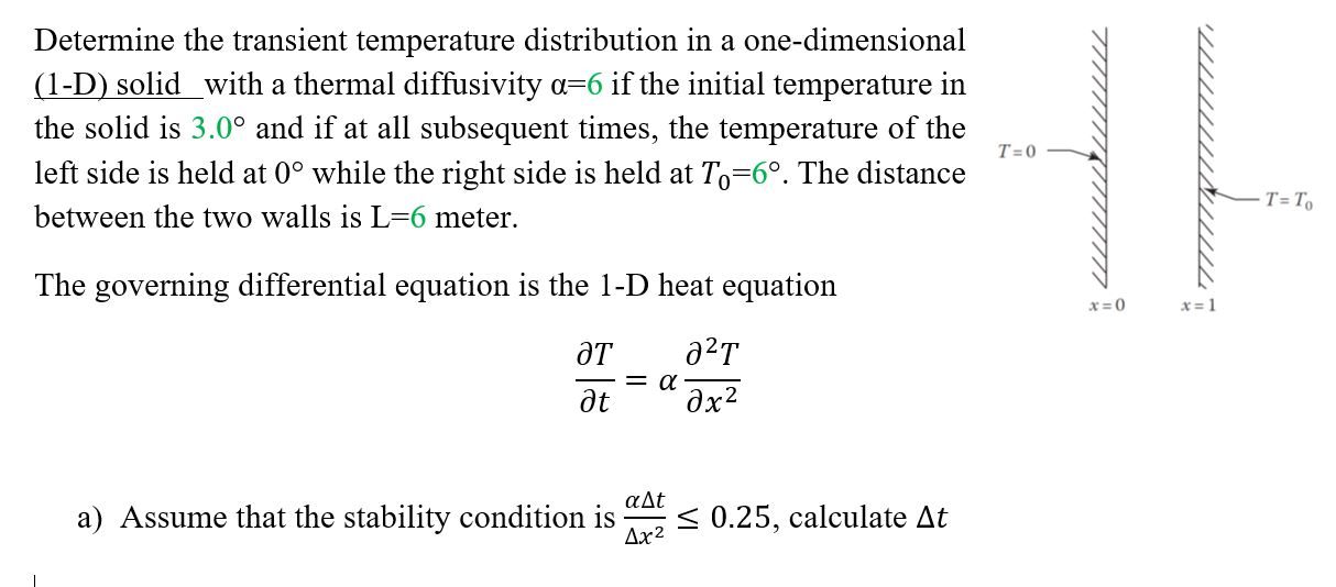 Solved Determine The Transient Temperature Distribution In A