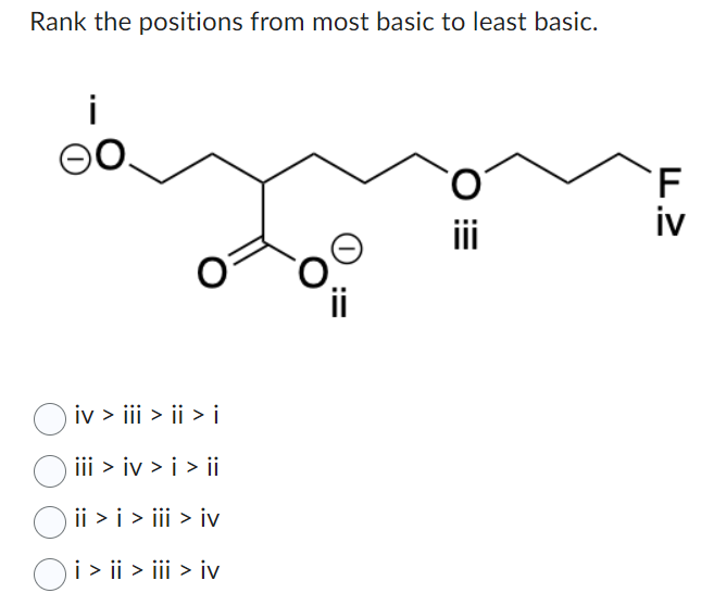 Solved Rank the positions from most basic to least basic. | Chegg.com