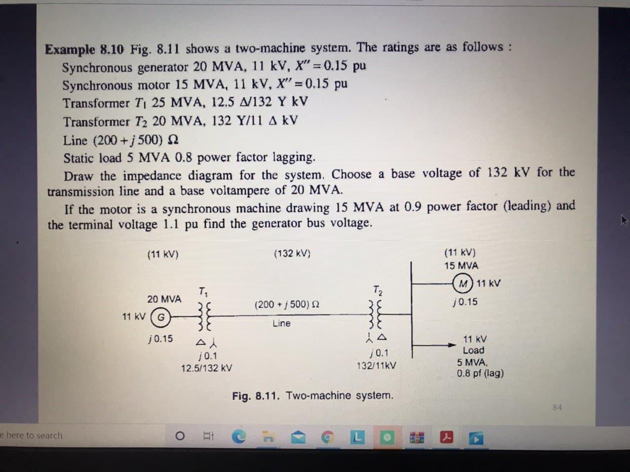 Solved Example 8.10 Fig. 8.11 shows a two-machine system. | Chegg.com