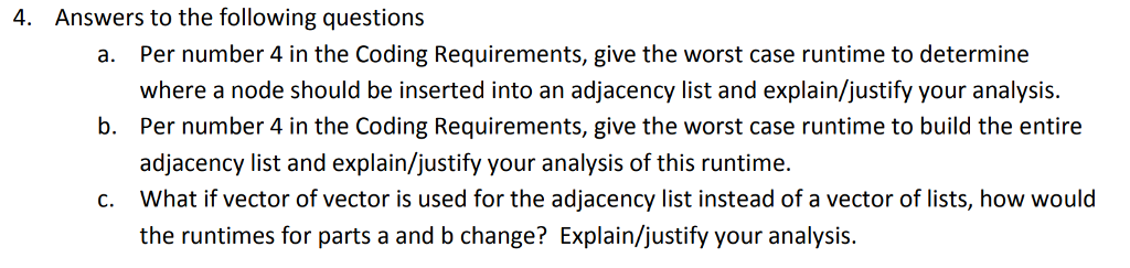 Solved 4. Answers to the following questions Per number 4 in | Chegg.com