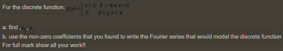 Solved For the discrete function: f(x) = X-1 if – | Chegg.com