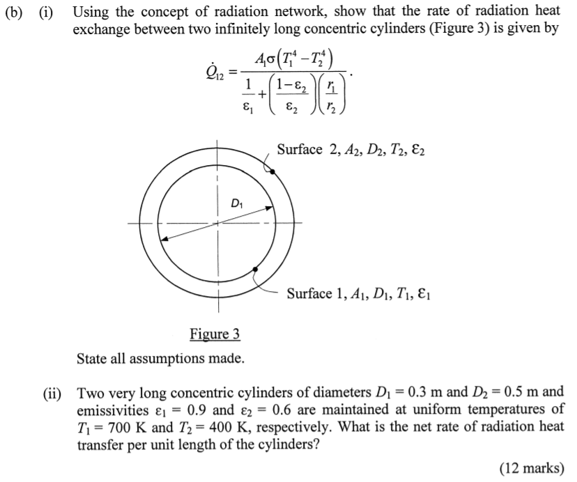 Solved (b) (i) Using the concept of radiation network, show | Chegg.com