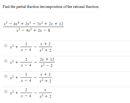 Solved Find the partial fraction decomposition of the | Chegg.com