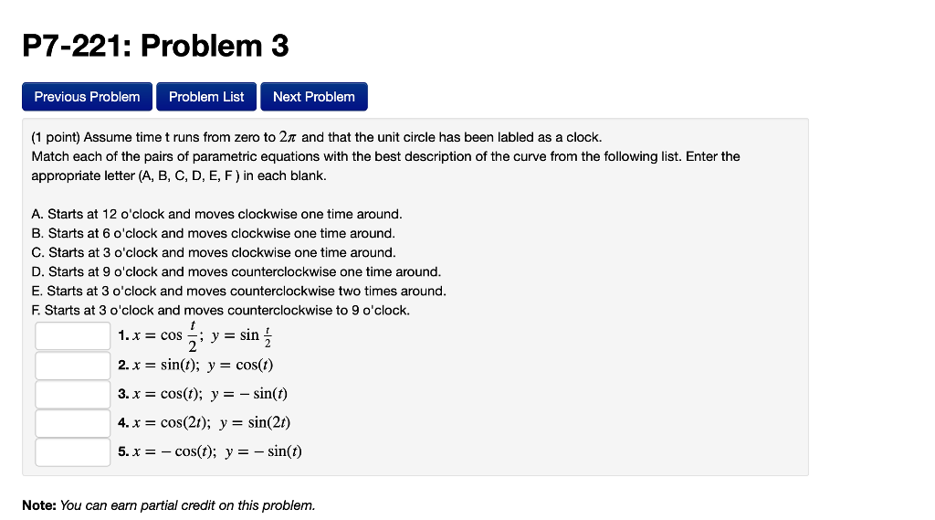 Solved Assume time t runs from zero to 2pi and that the unit | Chegg.com