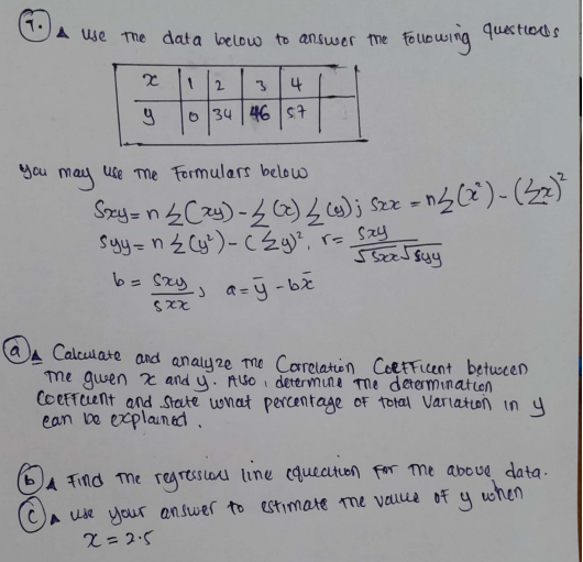 Solved (1. A use the data below to answer the Following | Chegg.com