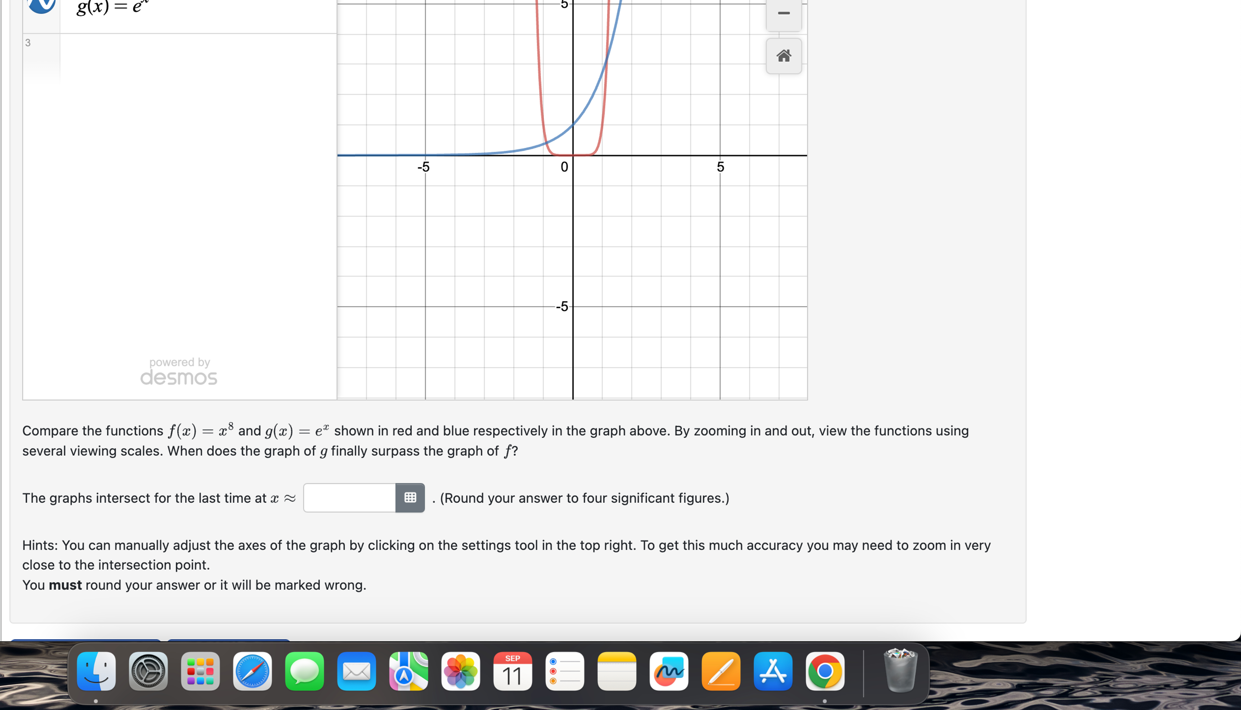 Solved Compare the functions f(x)=x8 ﻿and g(x)=ex ﻿shown in | Chegg.com