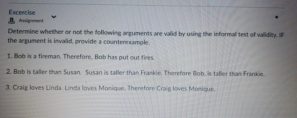 Solved Excercise 2. Assignment Determine whether or not the | Chegg.com