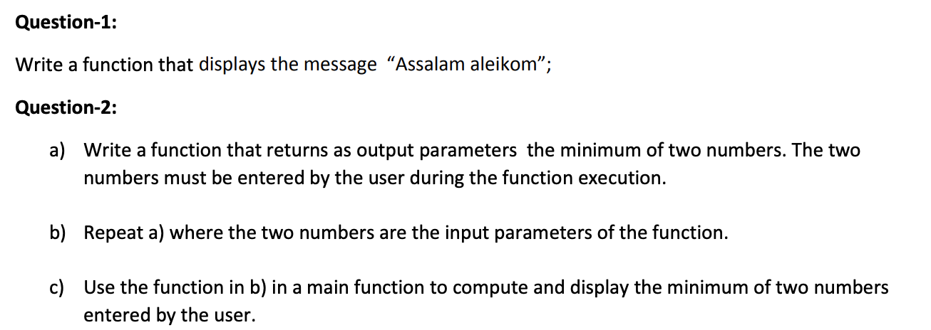 Question-1: Write a function that displays the | Chegg.com