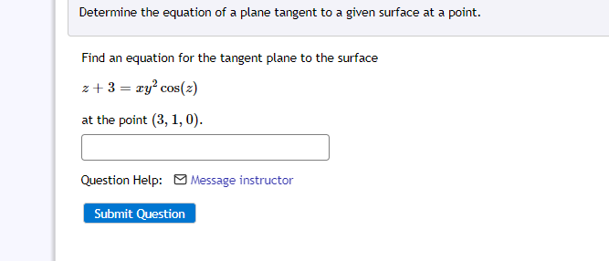 Solved Determine the equation of a plane tangent to a given | Chegg.com