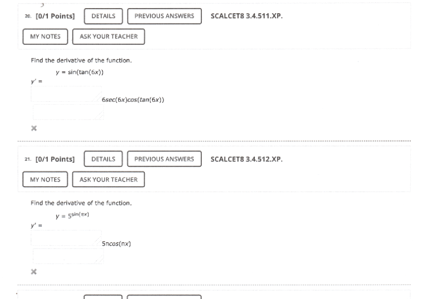 Solved 20. [0/1 Points) DETAILS PREVIOUS ANSWERS SCALCET8 | Chegg.com