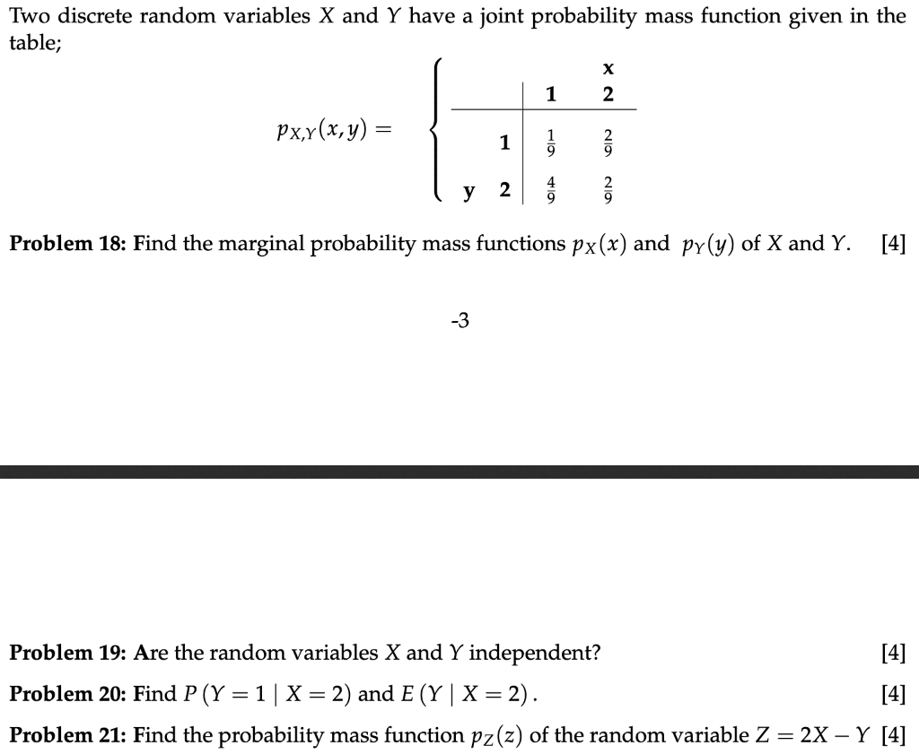 Solved Two discrete random variables X and Y have a joint | Chegg.com