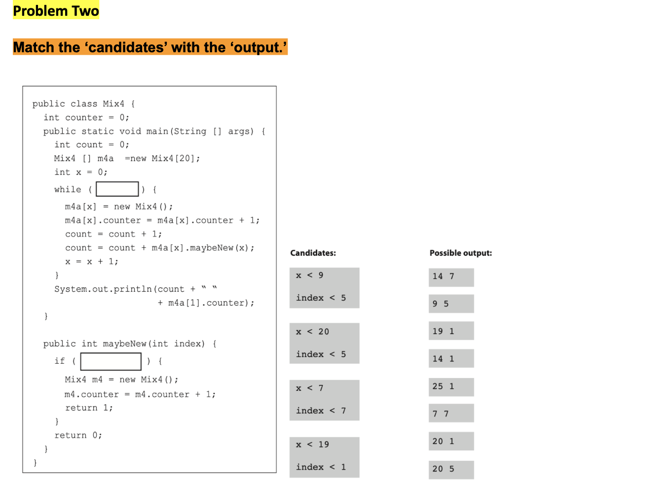 Solved Fill in missing code snippets from "pool" of | Chegg.com