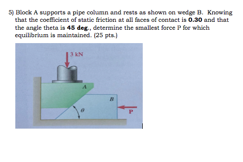 Solved Block A supports a pipe column and rests as shown on | Chegg.com