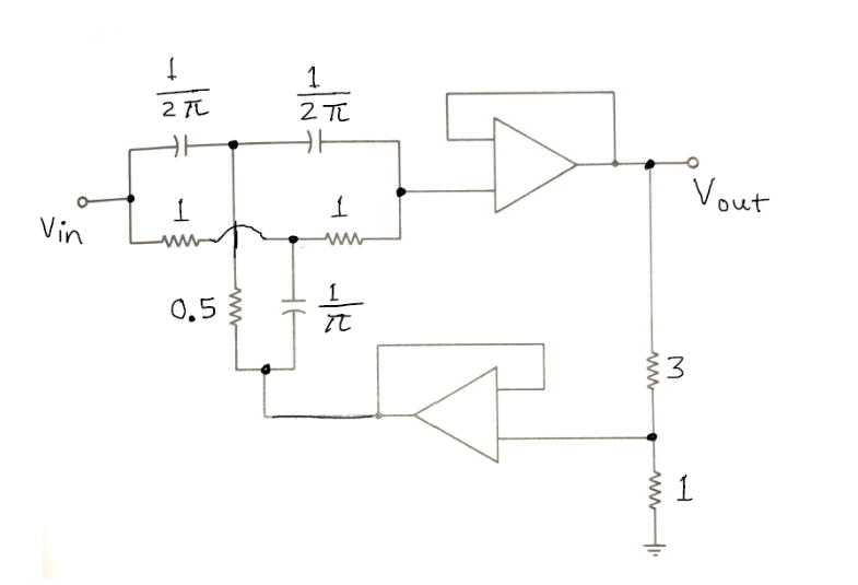 ! 2C 가 1 2T 바 f 1 Vout Vin w 카 0.5 It 3 1 1 WH a) | Chegg.com