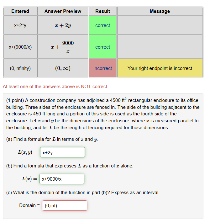Solved Entered Answer Preview Result Message x+2*y 2 + 2y | Chegg.com