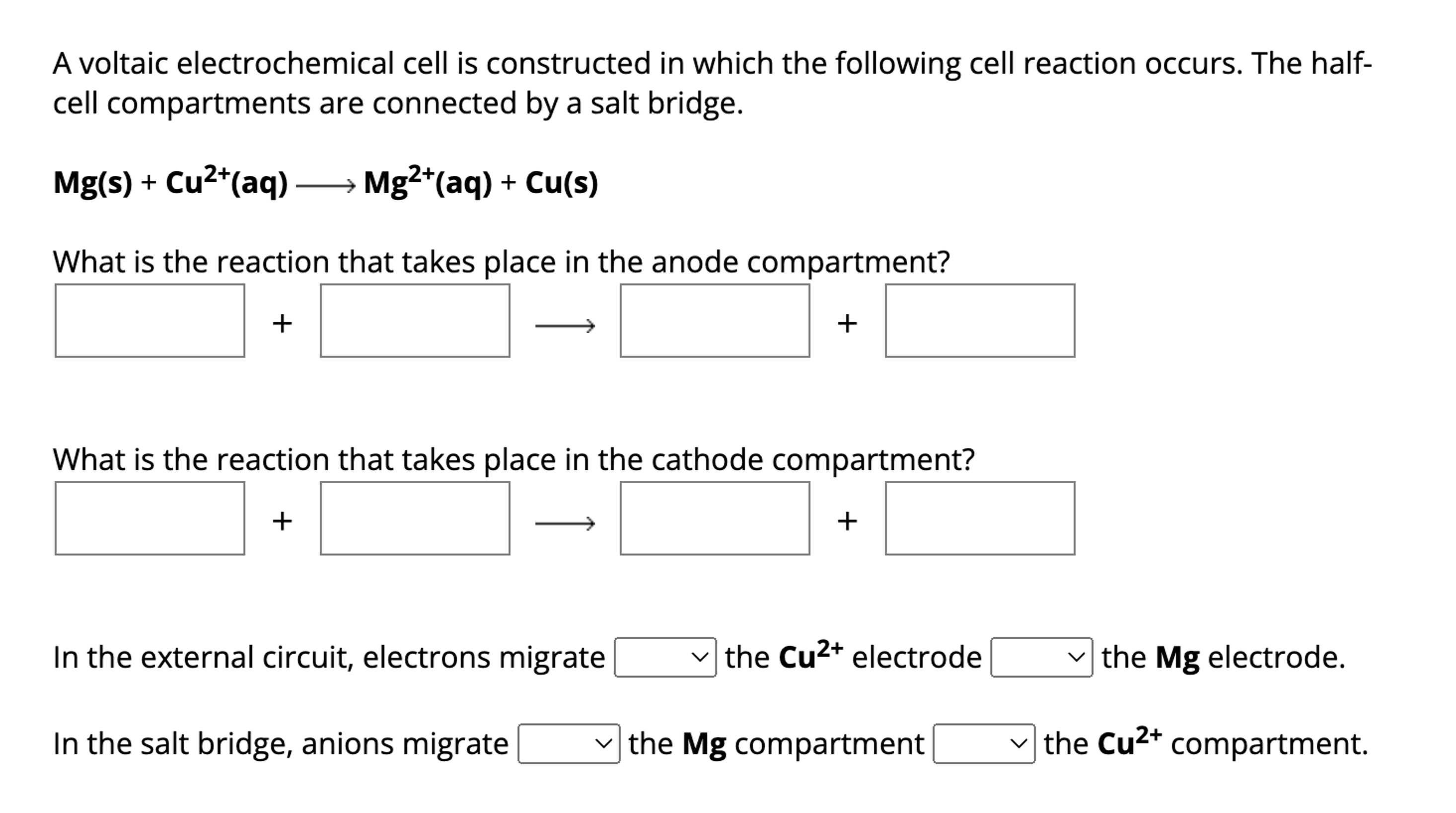 Solved A voltaic electrochemical cell is constructed in | Chegg.com